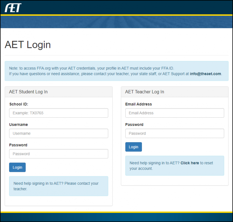 Log in using The AET - FFA Help Center