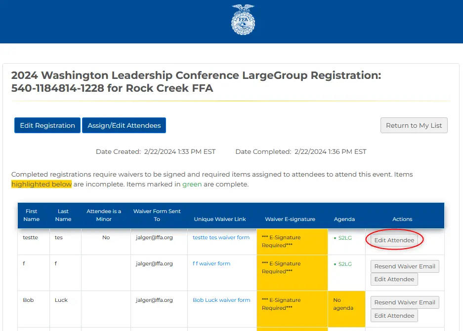 Edit, remove or replace an attendee from an existing group registration ... Edit, remove or replace an attendee from an existing group registration ...